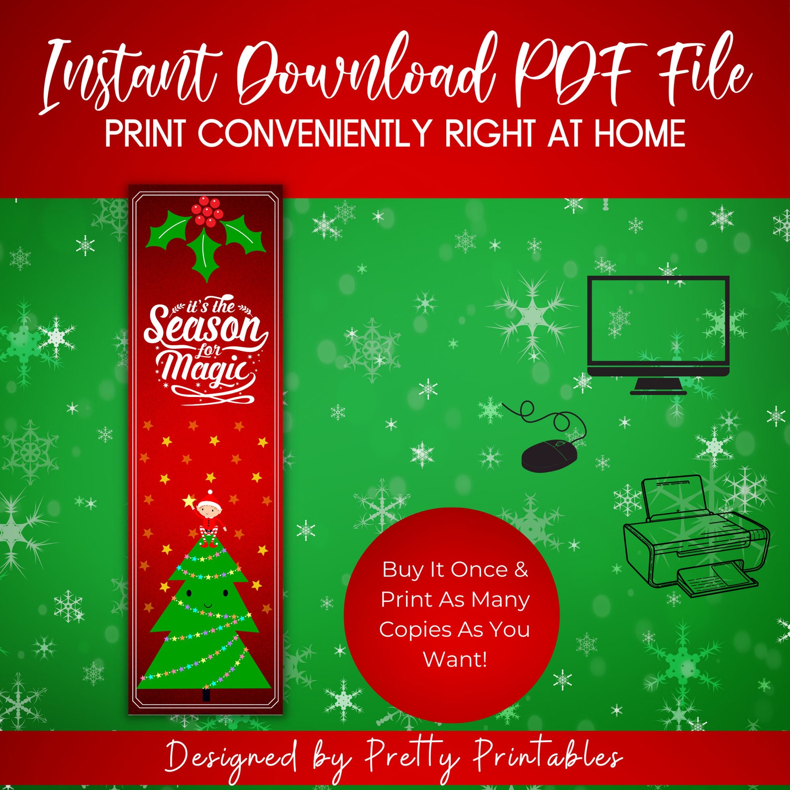 Christmas Bookmarks Printable, Elf Bookmarks Set, Christmas Gift ...