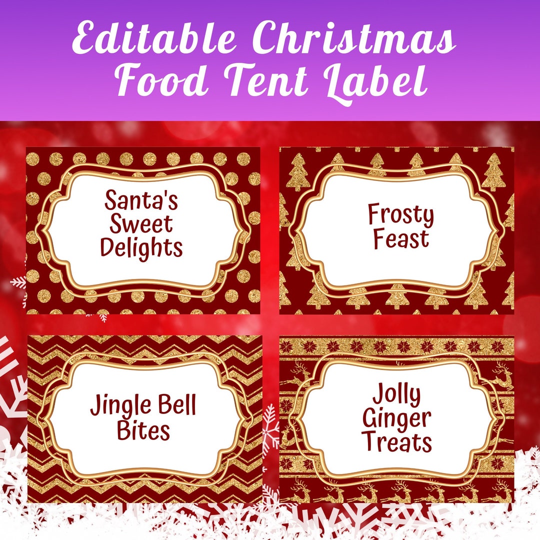 Editable Christmas Food Labels Christmas Food Card Christmas Party ...