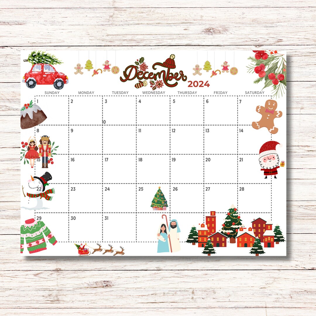 December 2024 Calendar Printable Kids Calendar 2024 Wall Calendar ...