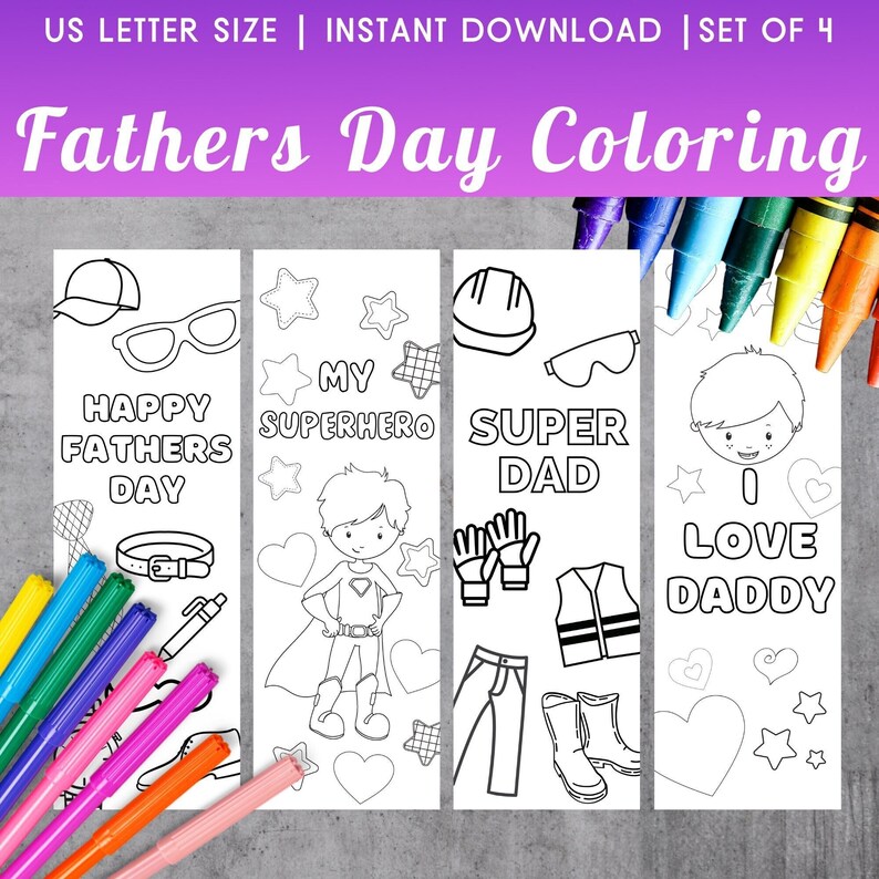 Father's Day Gift Father's Day Bookmark Printable Father's Day Coloring ...