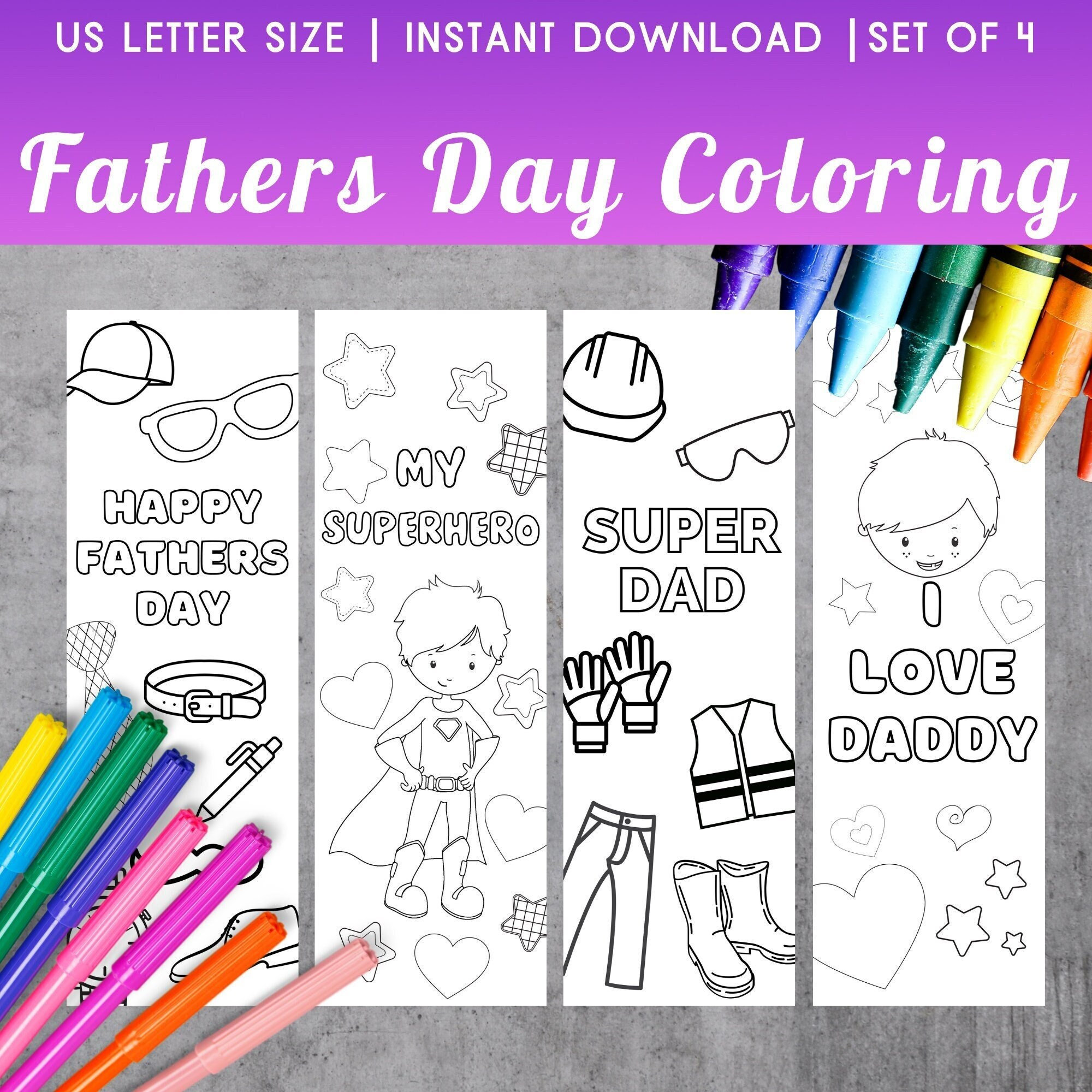 Father's Day Gift Father's Day Bookmark Printable Father's Day Coloring ...