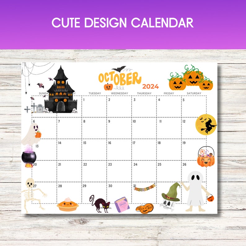 October 2024 Calendar Printable Kids Calendar 2024 Calendar Classroom ...