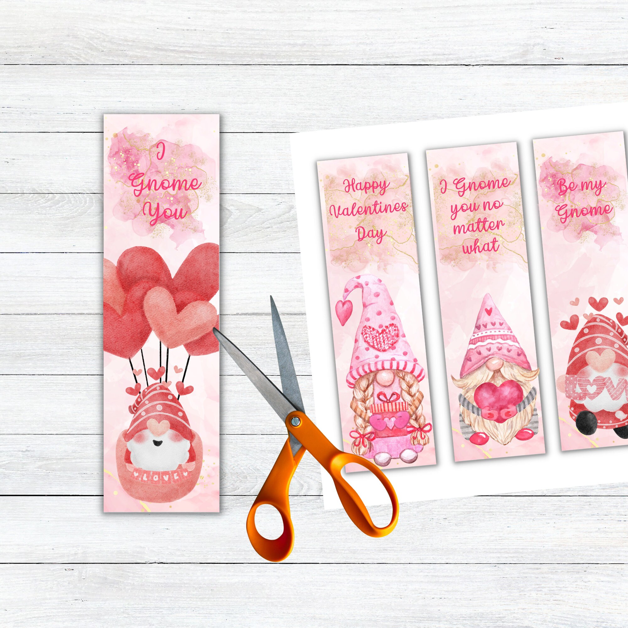 Valentine Gnome Bookmarks Gnome Valentine Day Gnome Bookmark Pink ...