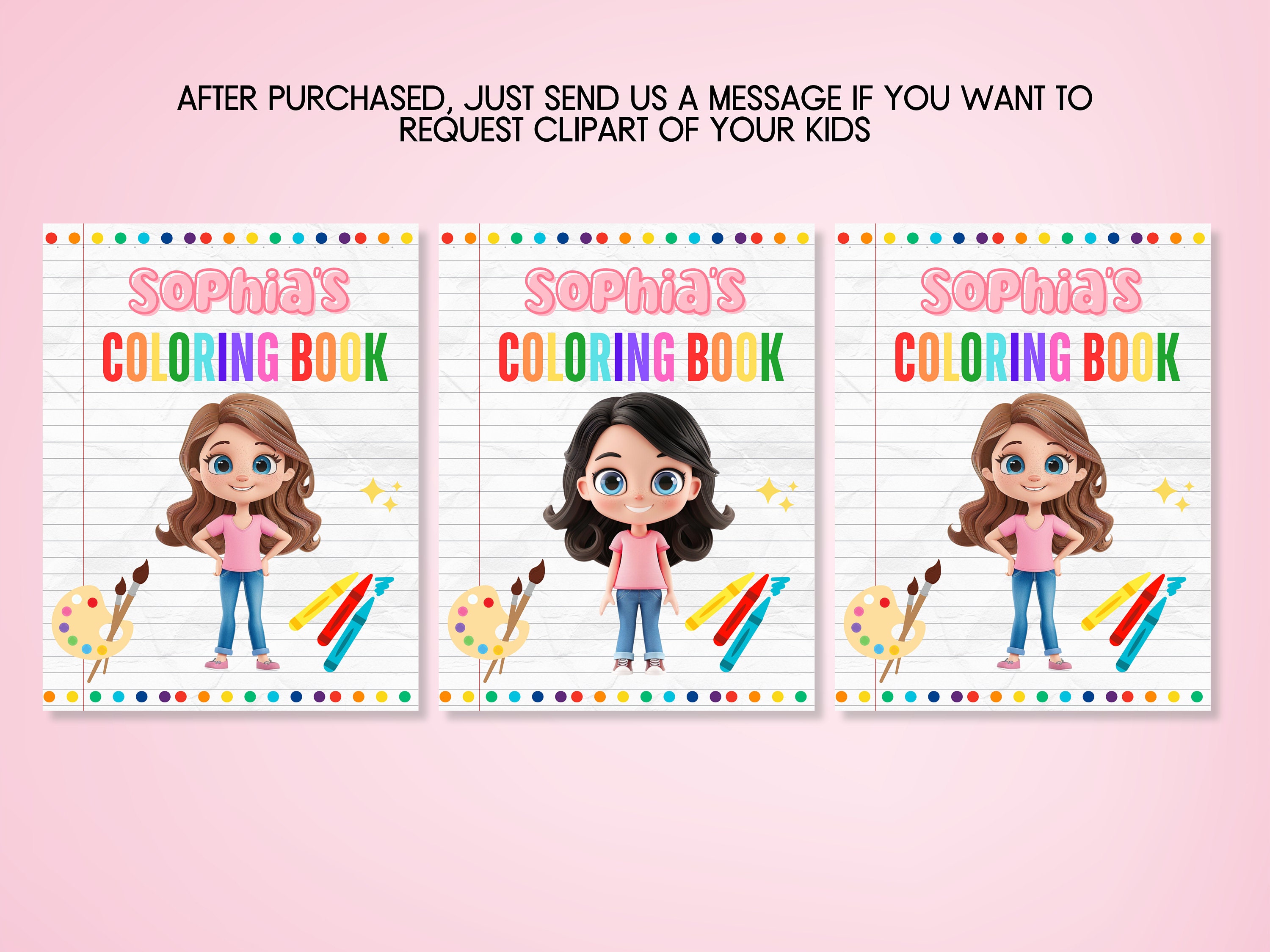 Personalized Coloring Book Cover Cartoon Figure of Your Child Coloring ...