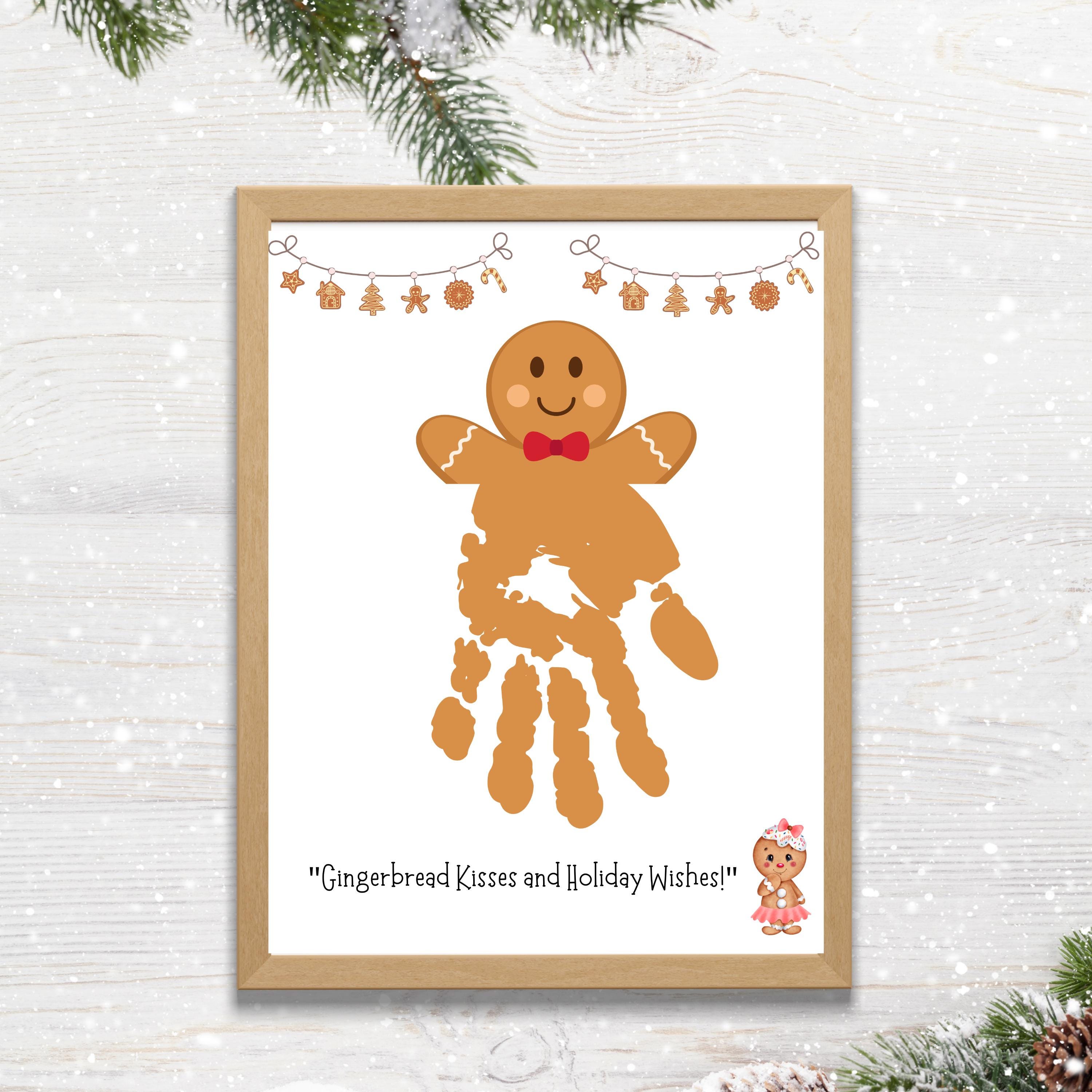 Christmas Gingerbread Man Handprint Craft Printable DIY Art for Baby ...
