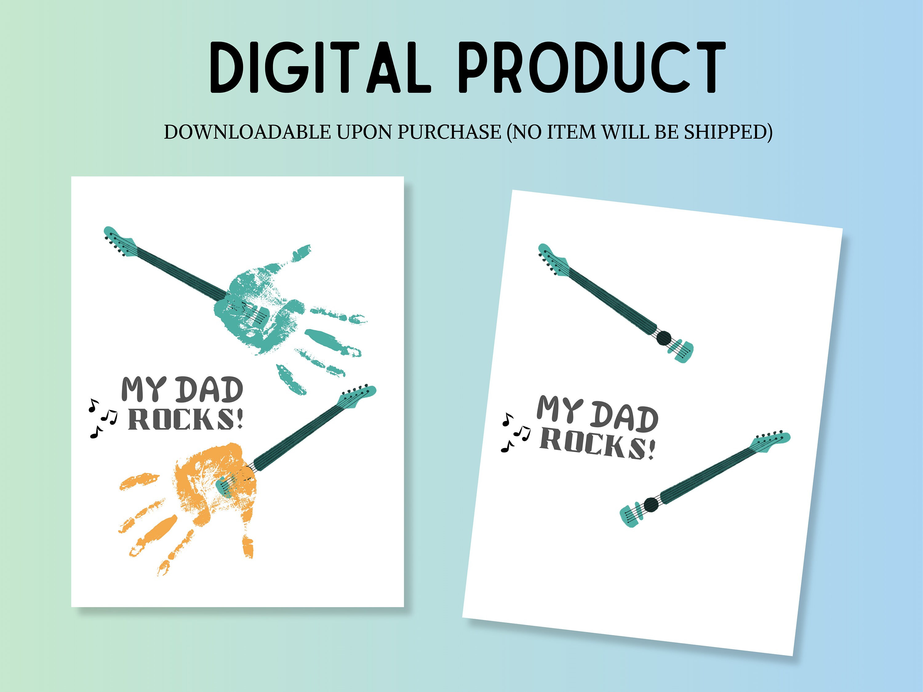 Fathers Day Handprint Craft Dad Rocks Guitar Handprint Art Craft ...