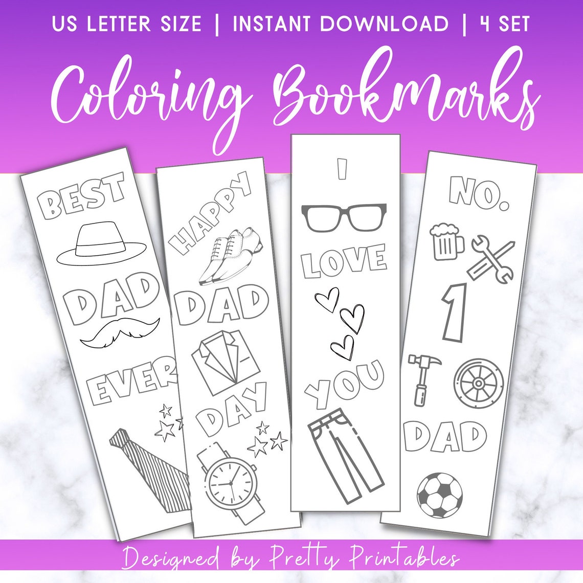 Fathers Day Bookmark, Printable Bookmarks for Kids, Printable Gift ...