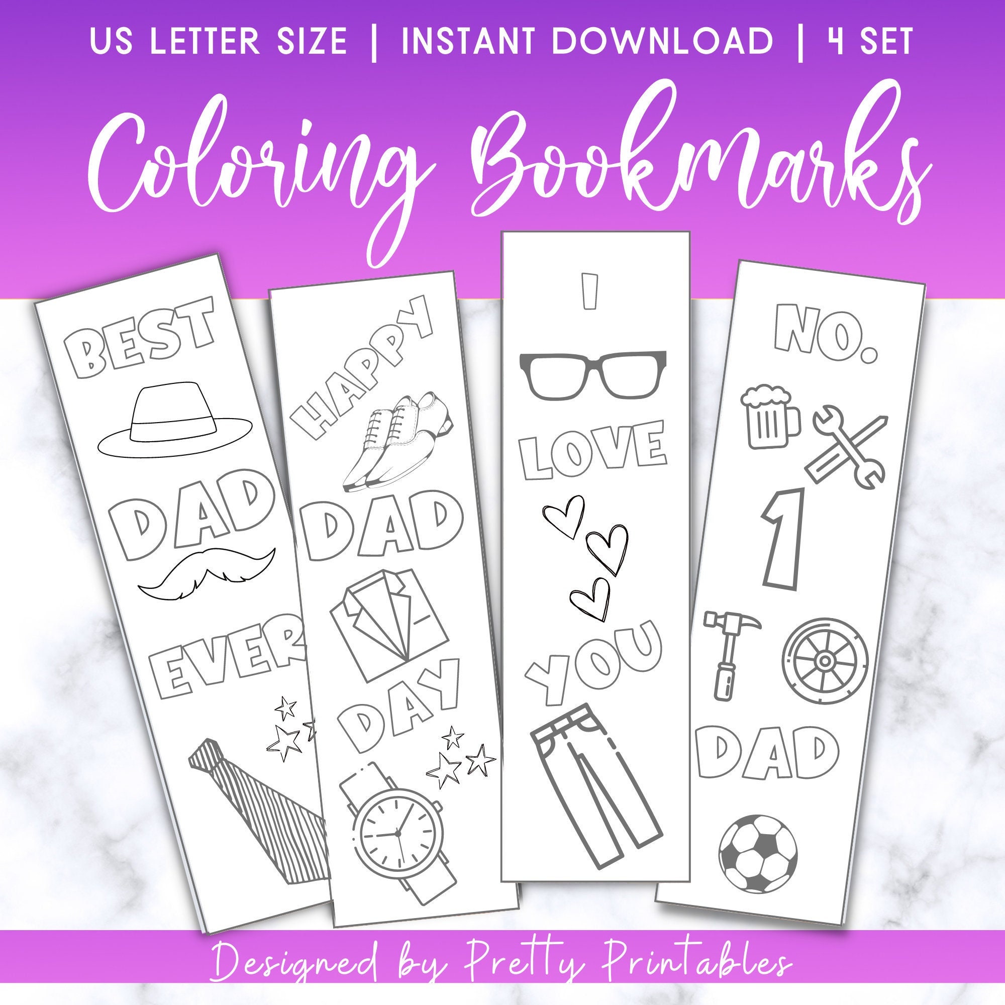 Fathers Day Bookmark, Printable Bookmarks for Kids, Printable Gift ...