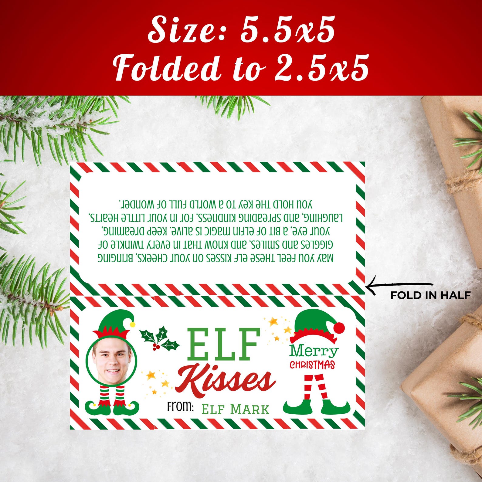 Custom ELF Kisses Treat Bag Christmas Toppers Printable Christmas Gift ...