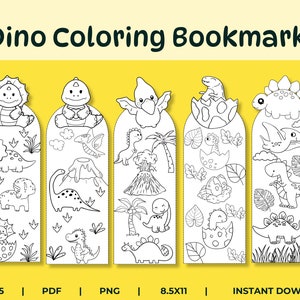 Dinosaur Coloring Bookmarks for Kids Coloring Bookmark With Heads ...