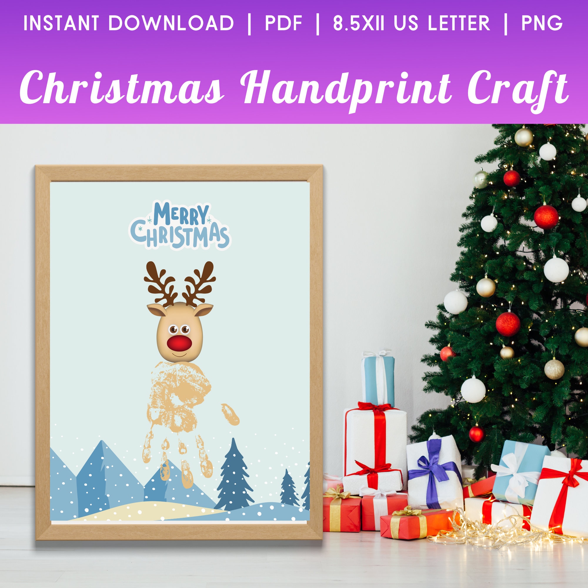 Christmas Handprint Craft Printable Christmas Reindeer Handprint Art ...