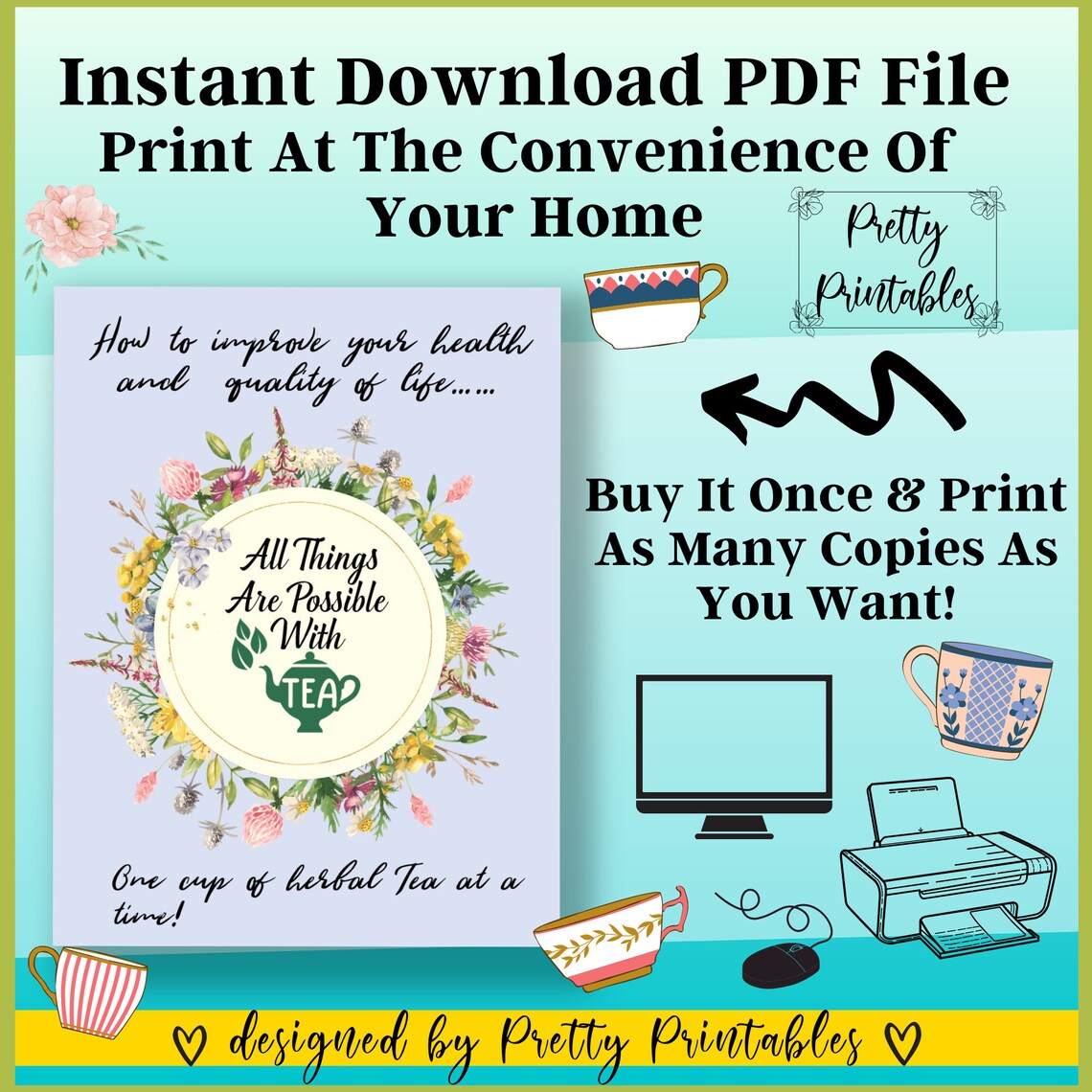 Herbal Tea, Herbal Remedies, Printable Planner, Tea Journal, Recipe ...