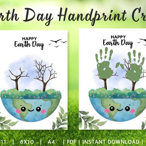 Earth Day Handprint Art Craft Printable Happy Earth Day Gift DIY Craft ...