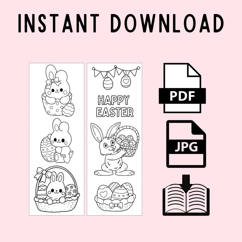 Easter Coloring Bookmark Easter Bunny Egg Coloring Favors Teacher Gift ...
