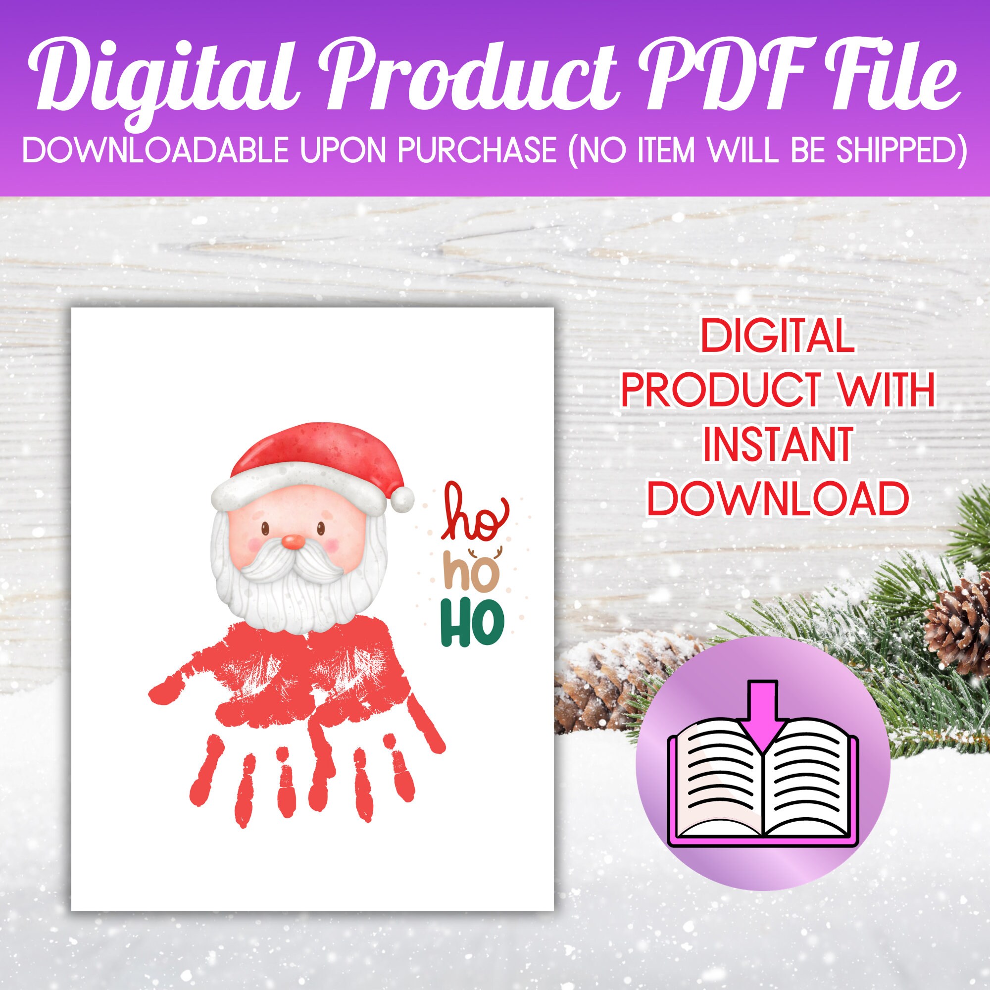 Christmas Handprint Craft Printable Christmas Santa Claus Handprint Art ...