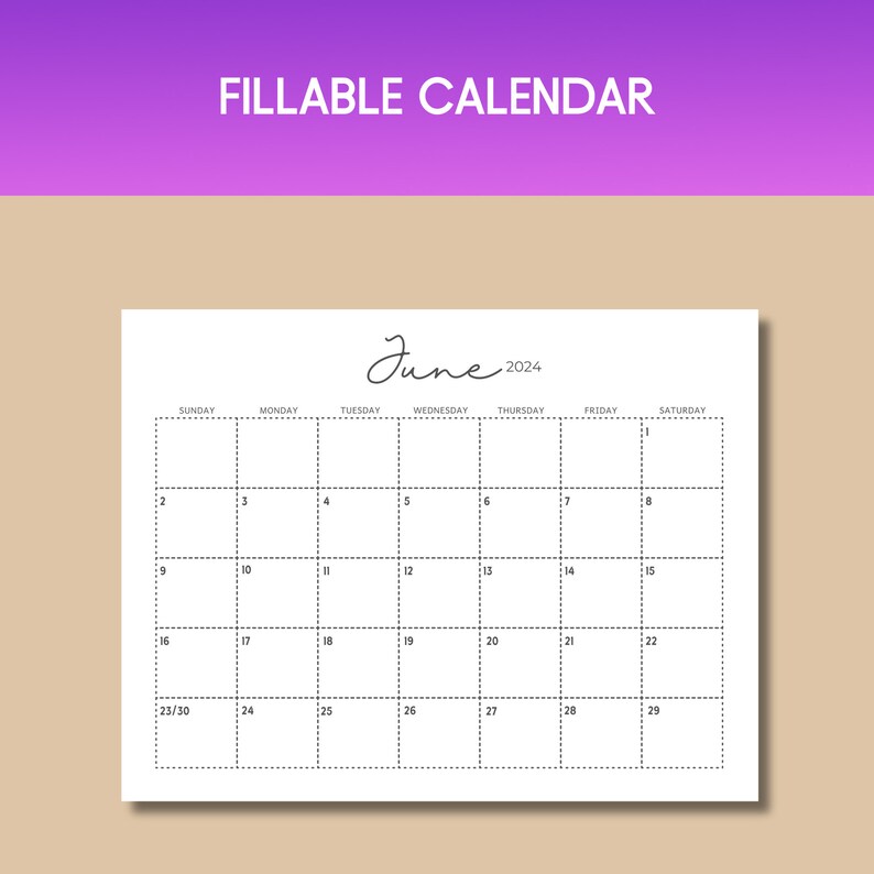 2024 Calendar 2024 Minimalist Calendar Printable Landscape Sunday Start ...