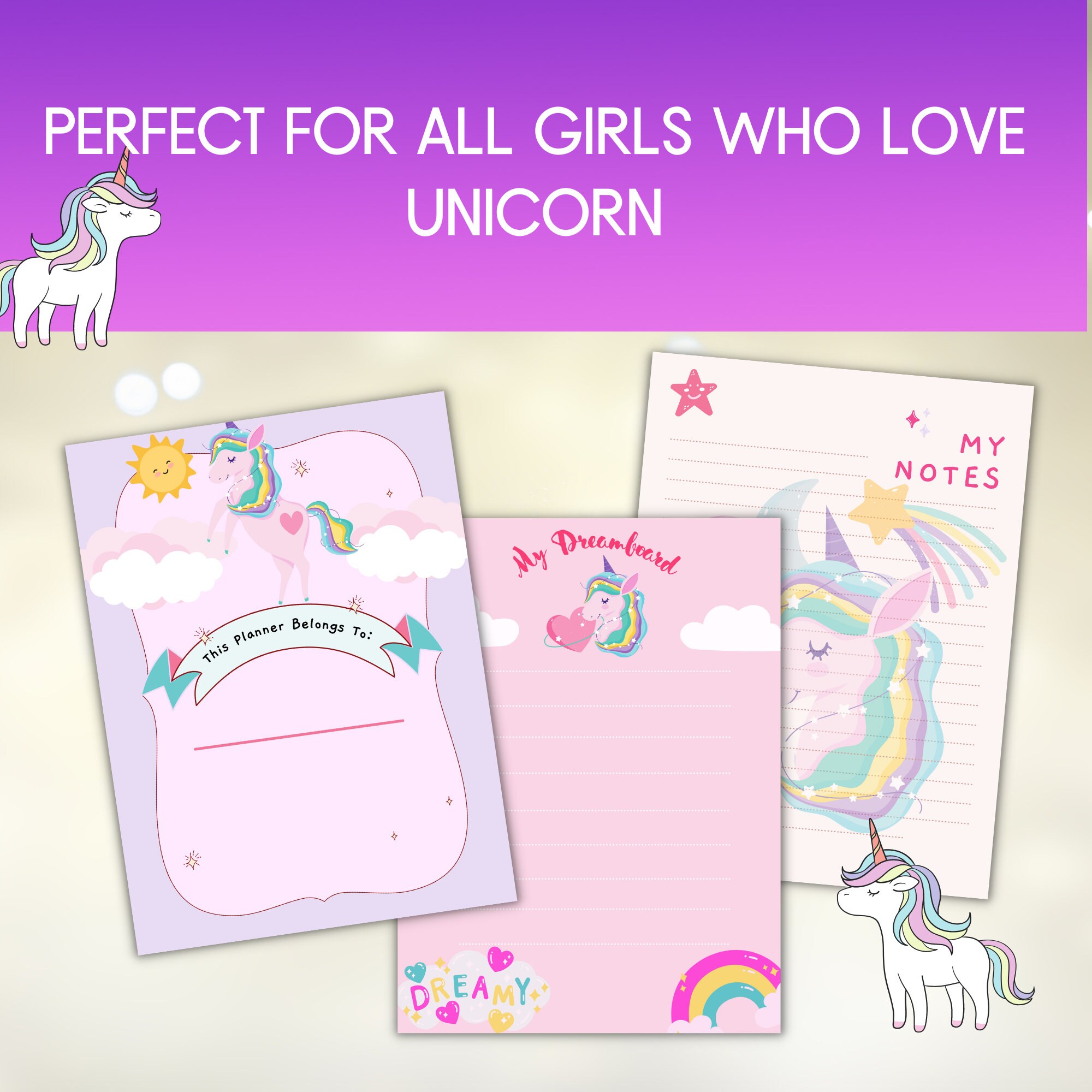 Weekly Planner Unicorn Clipart Undated Planner Daily Planner - Etsy