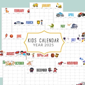 Boys 2024-2025 School Year Calendar Each Month Unique Theme Ninja ...