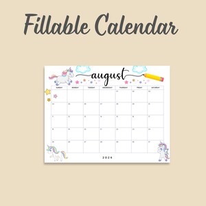 Unicorn Calendar 2024 - 2025 Homeschool Calendar Unicorn Lovers Monthly ...