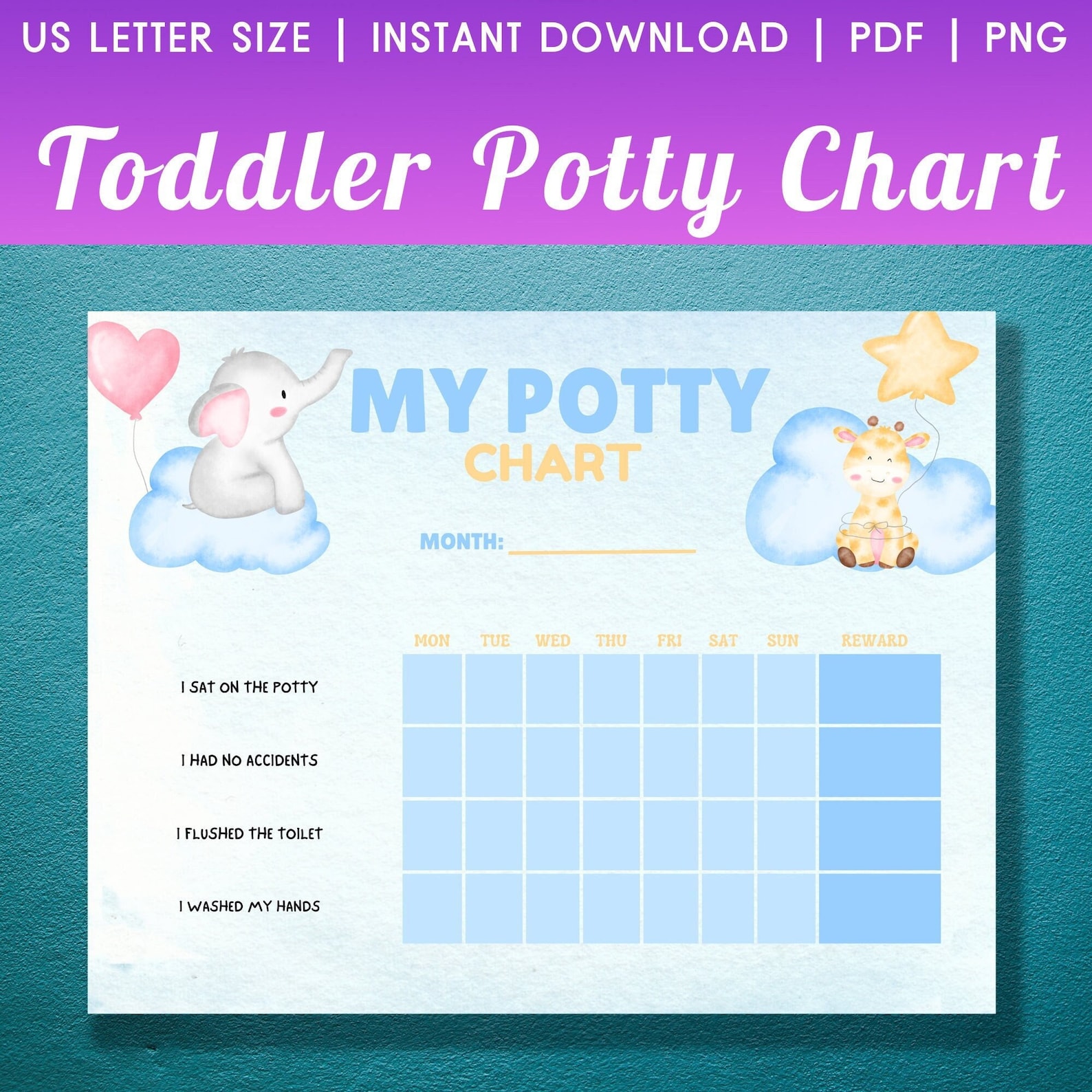 Potty Training Chart Boy, Potty Training Chart Printable, Reward Chart ...