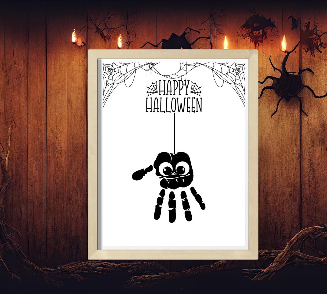 Kids Halloween Spider Handprint Fun Take on Halloween, Not Scary but ...