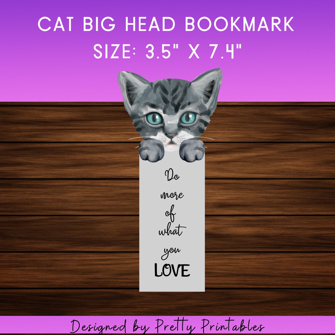 Cat Bookmark Printable Cats Lovers Bookmarks Cat Lover Gift Cat ...