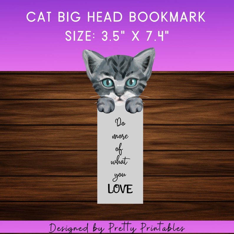 Cat Bookmark Printable Cats Lovers Bookmarks Cat Lover Gift Cat ...