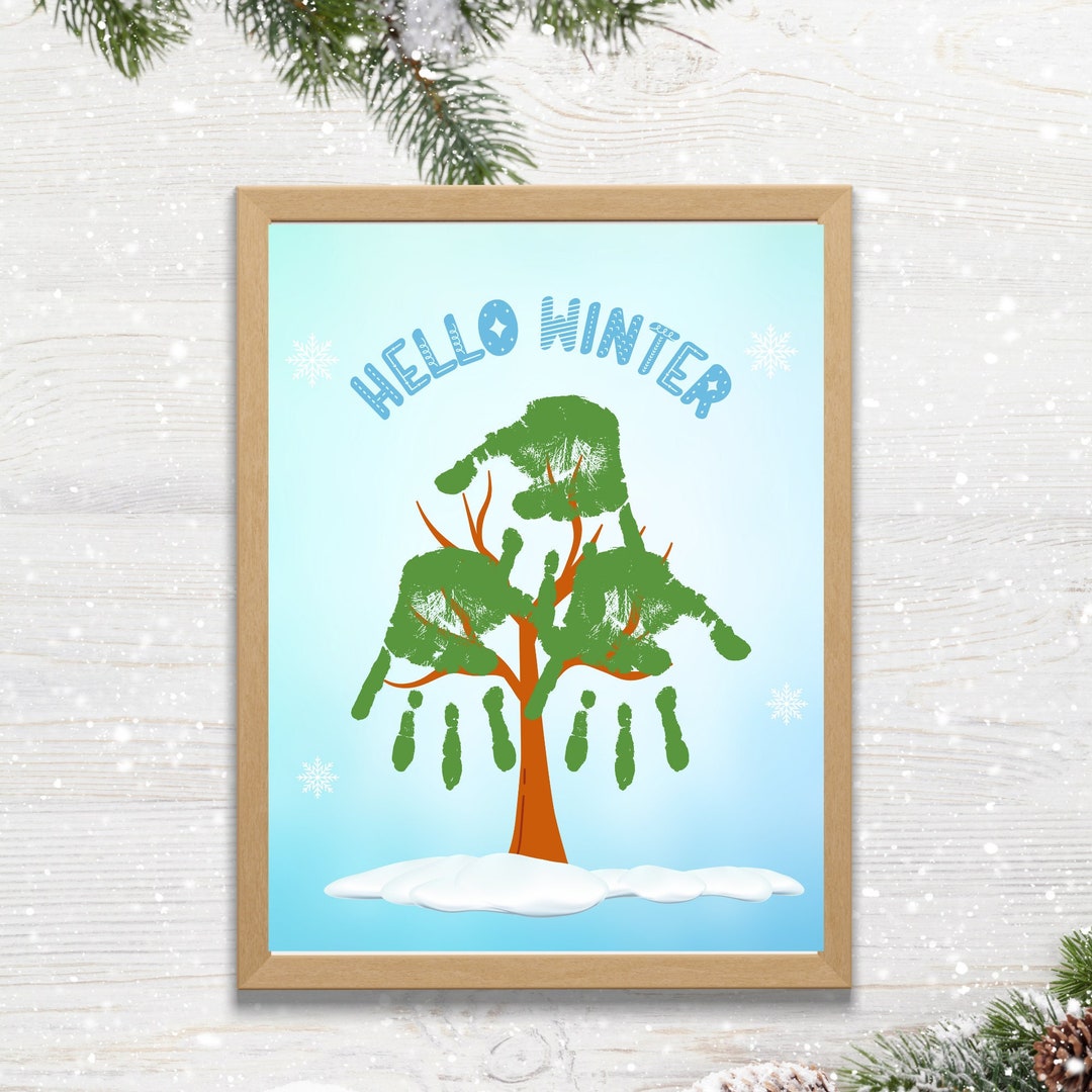 Winter Christmas Handprint Craft Printable Toddler Secular Kids Baby ...