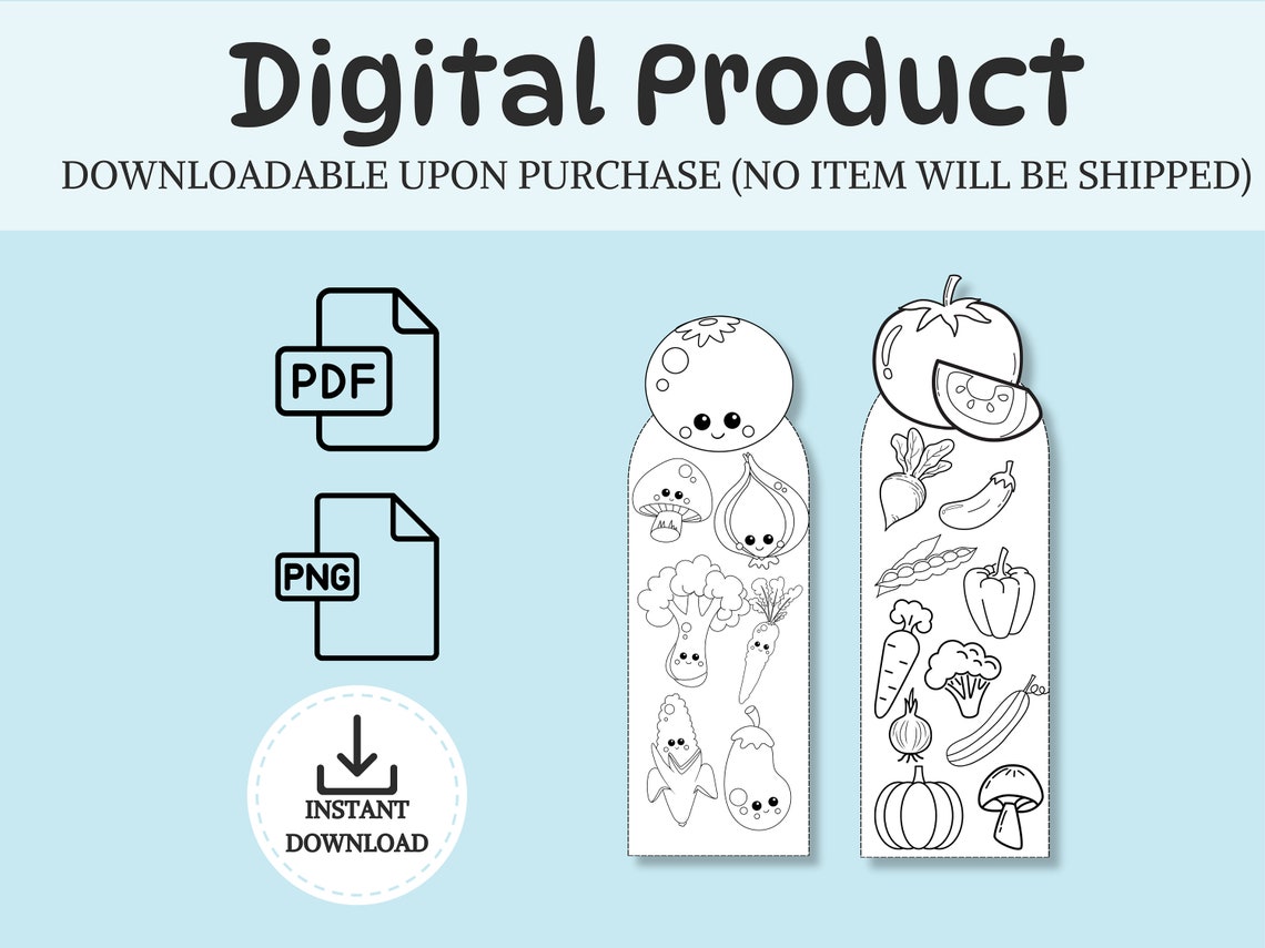 Food Coloring Bookmarks Kids Vegetables Fruits Coloring Classroom ...