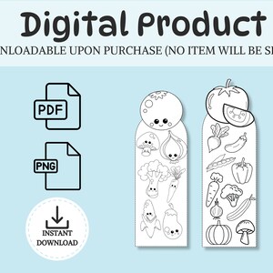 Food Coloring Bookmarks Kids Vegetables Fruits Coloring Classroom ...