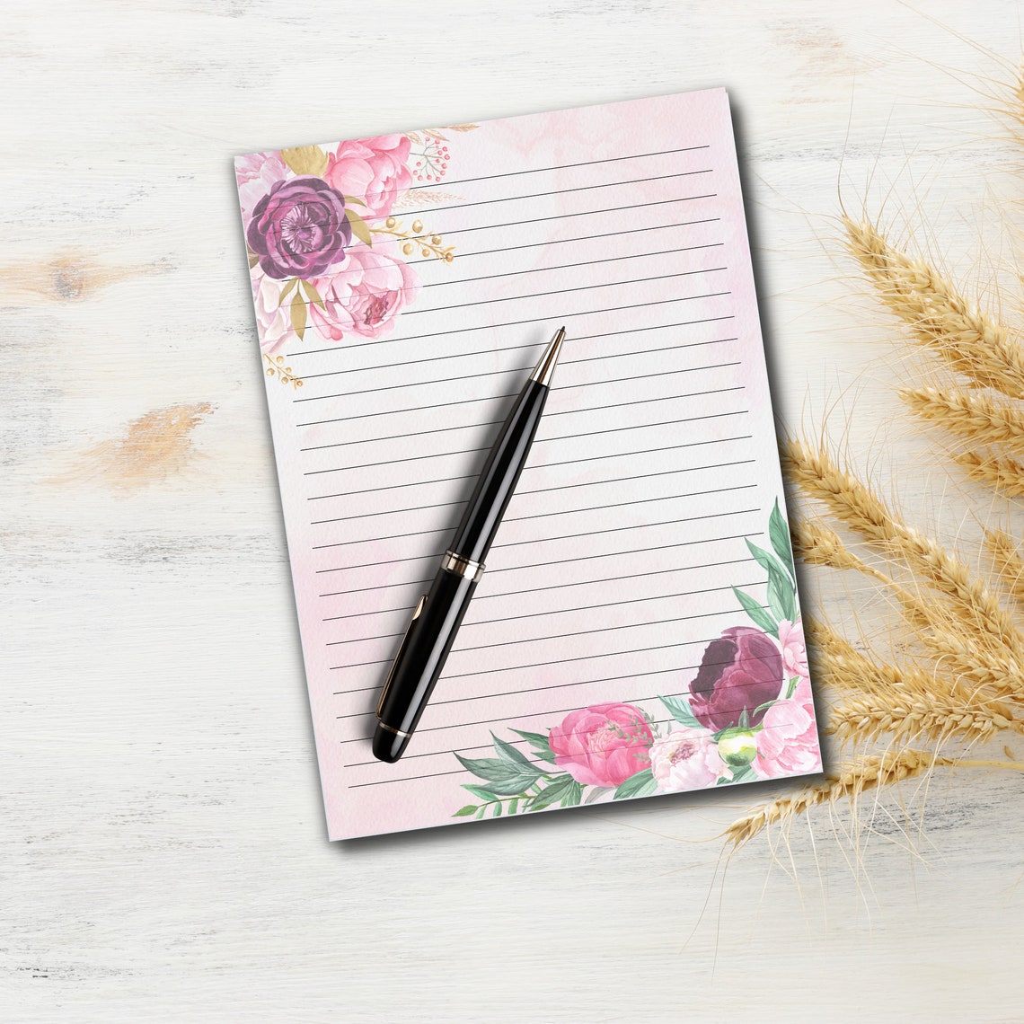 Purple Flowers Printable Stationery Letter Writing Paper Flower ...