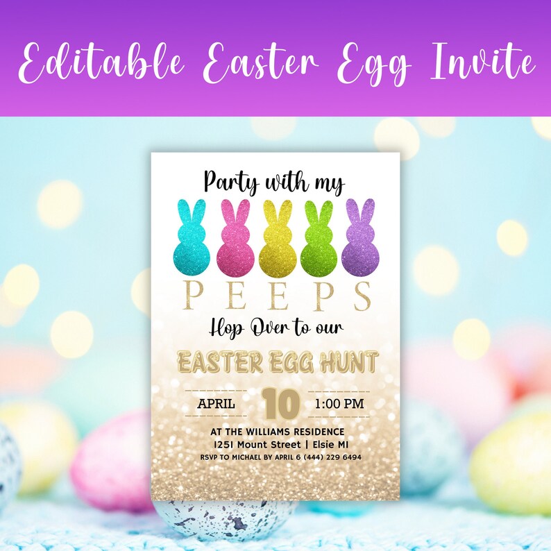Customizable Easter Egg Hunt Invitation Editable Easter Invitation ...