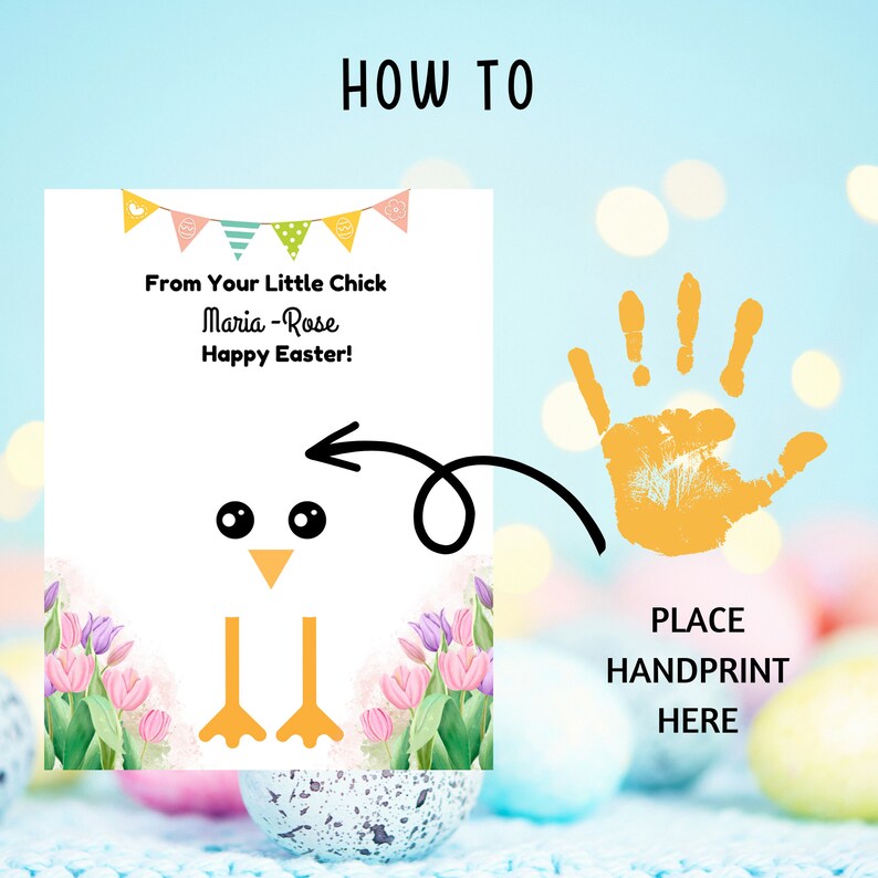 Customize Chick Easter Handprint Craft Printable Art DIY for Kids Baby ...