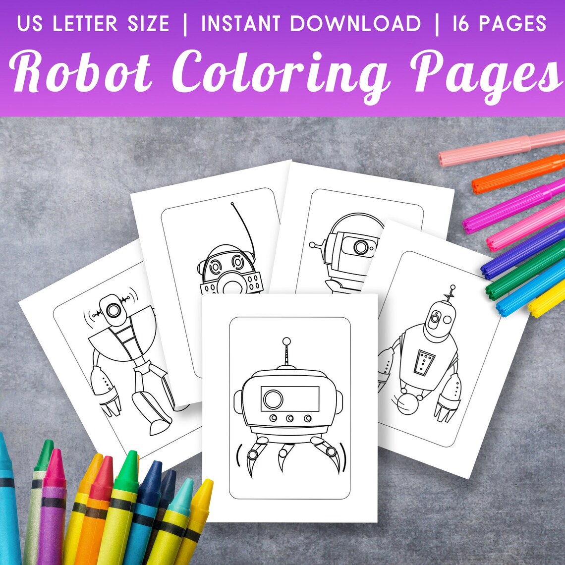 Robot Coloring Pages Robot Activity Book Kids Worksheets Printable ...