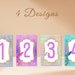 Editable Mermaid Party Table Number Card Set 4 Designs Rainbow Scales ...
