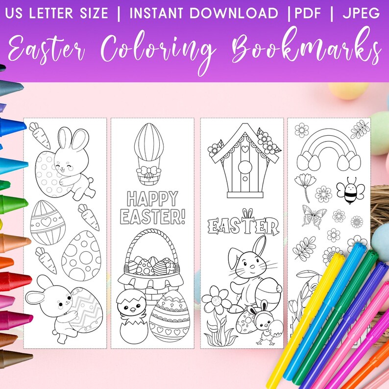 Coloring Easter Bookmarks for Kids Easter Coloring Easter Eggs Coloring ...
