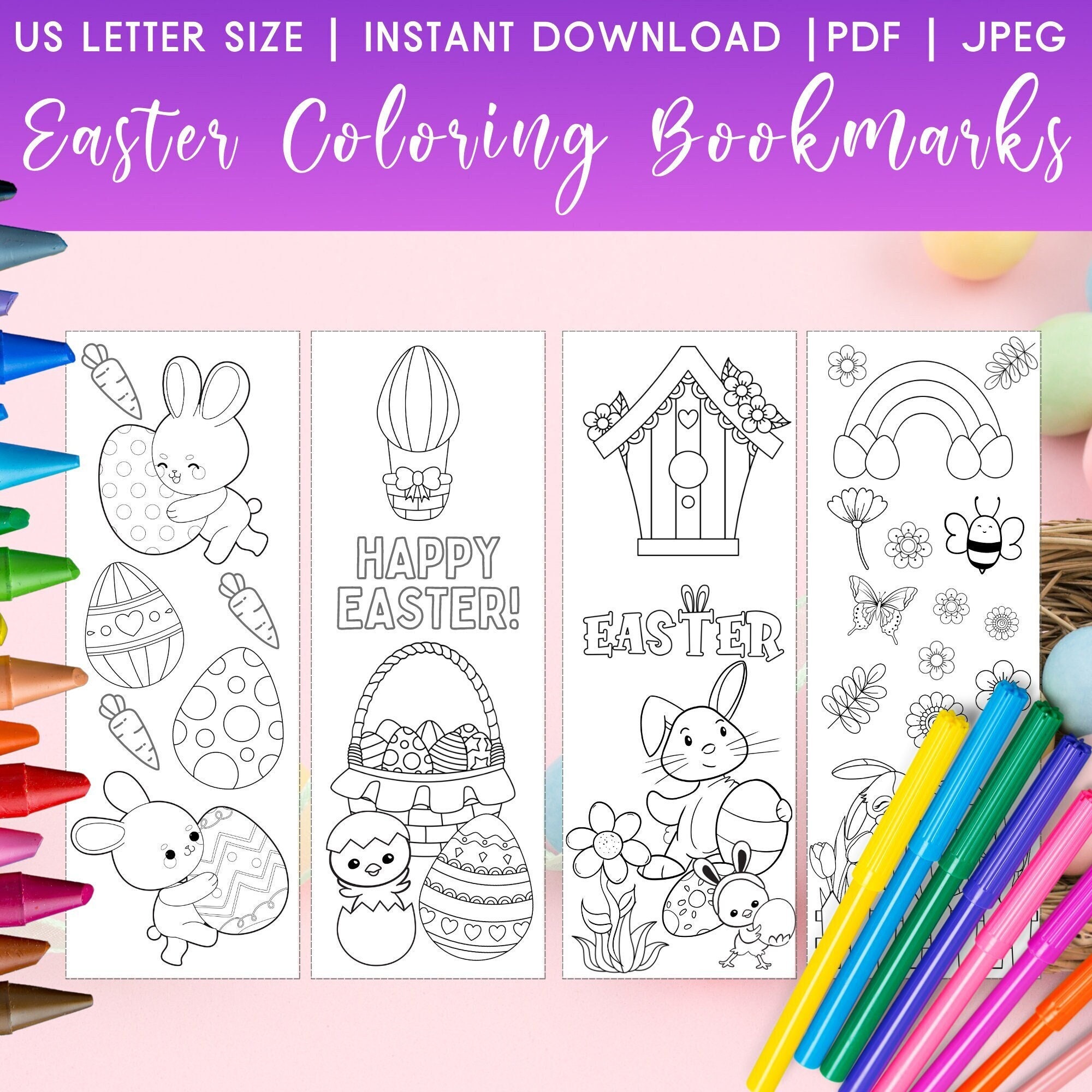 Coloring Easter Bookmarks for Kids Easter Coloring Easter Eggs Coloring ...