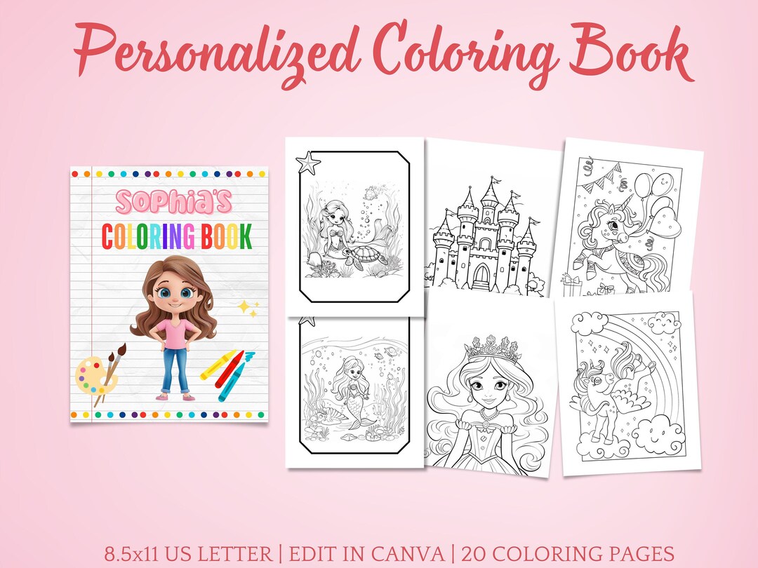 Personalized Coloring Book Cover Cartoon Figure of Your Child Coloring ...