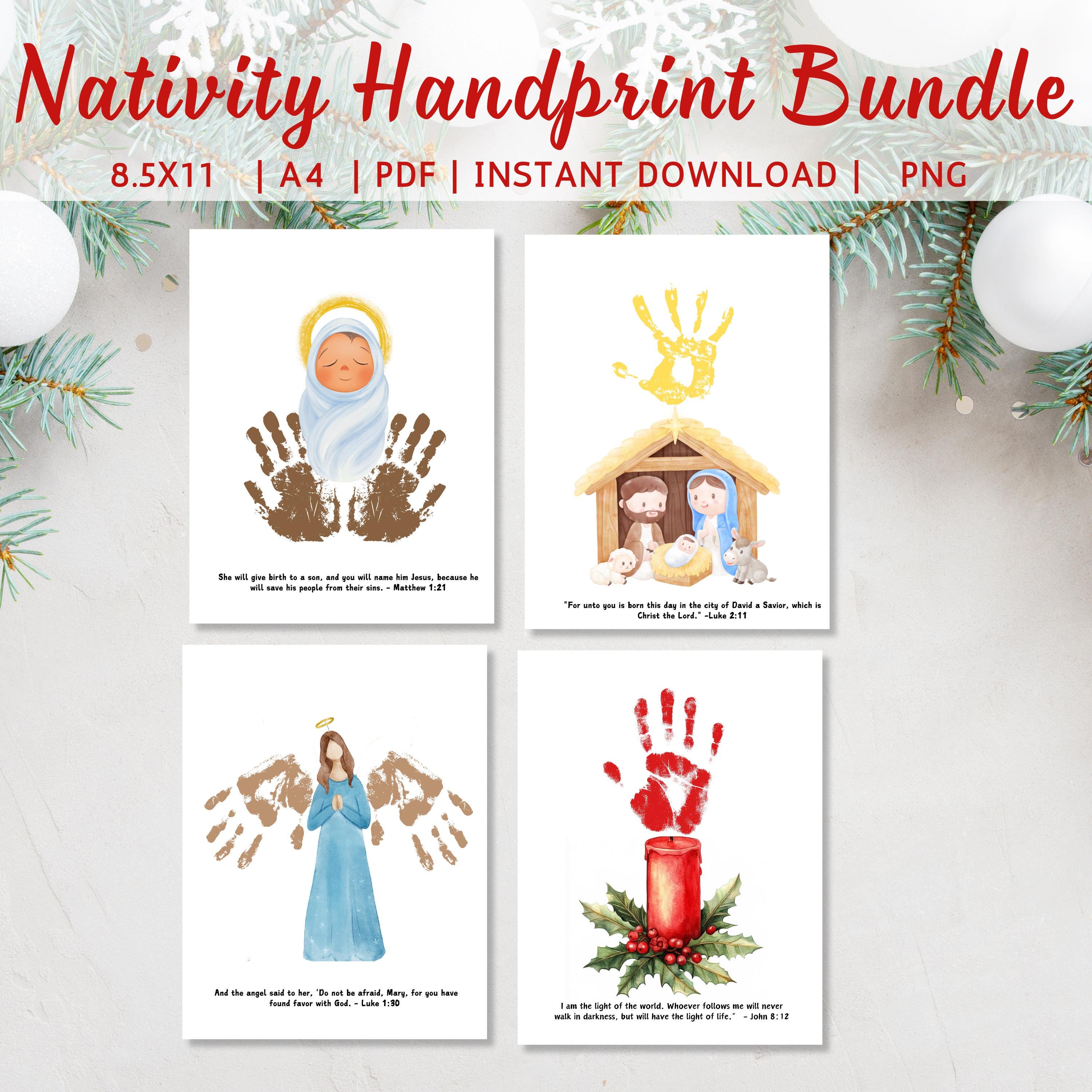 Christmas Handprint Bundle Set 4 Nativity Baby Craft Printable ...