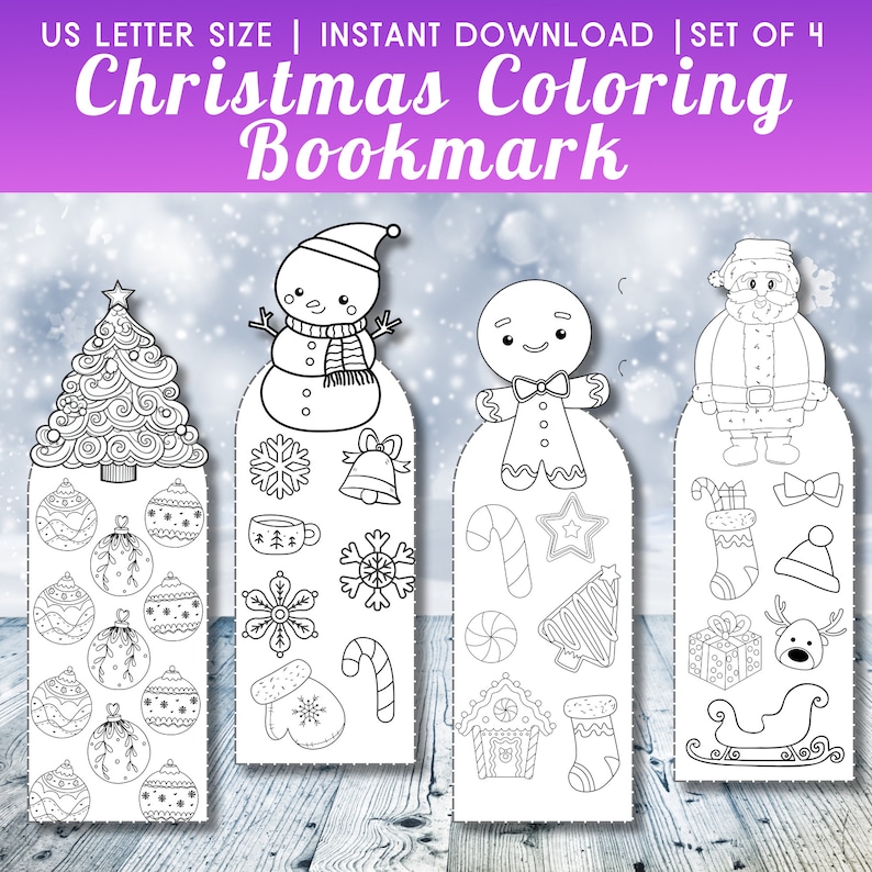 Christmas Coloring Bookmarks for Kids Coloring Pages Classroom ...