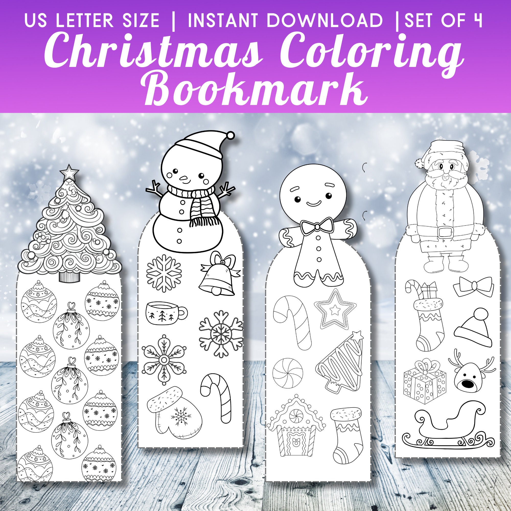 Christmas Coloring Bookmarks for Kids Coloring Pages Classroom ...