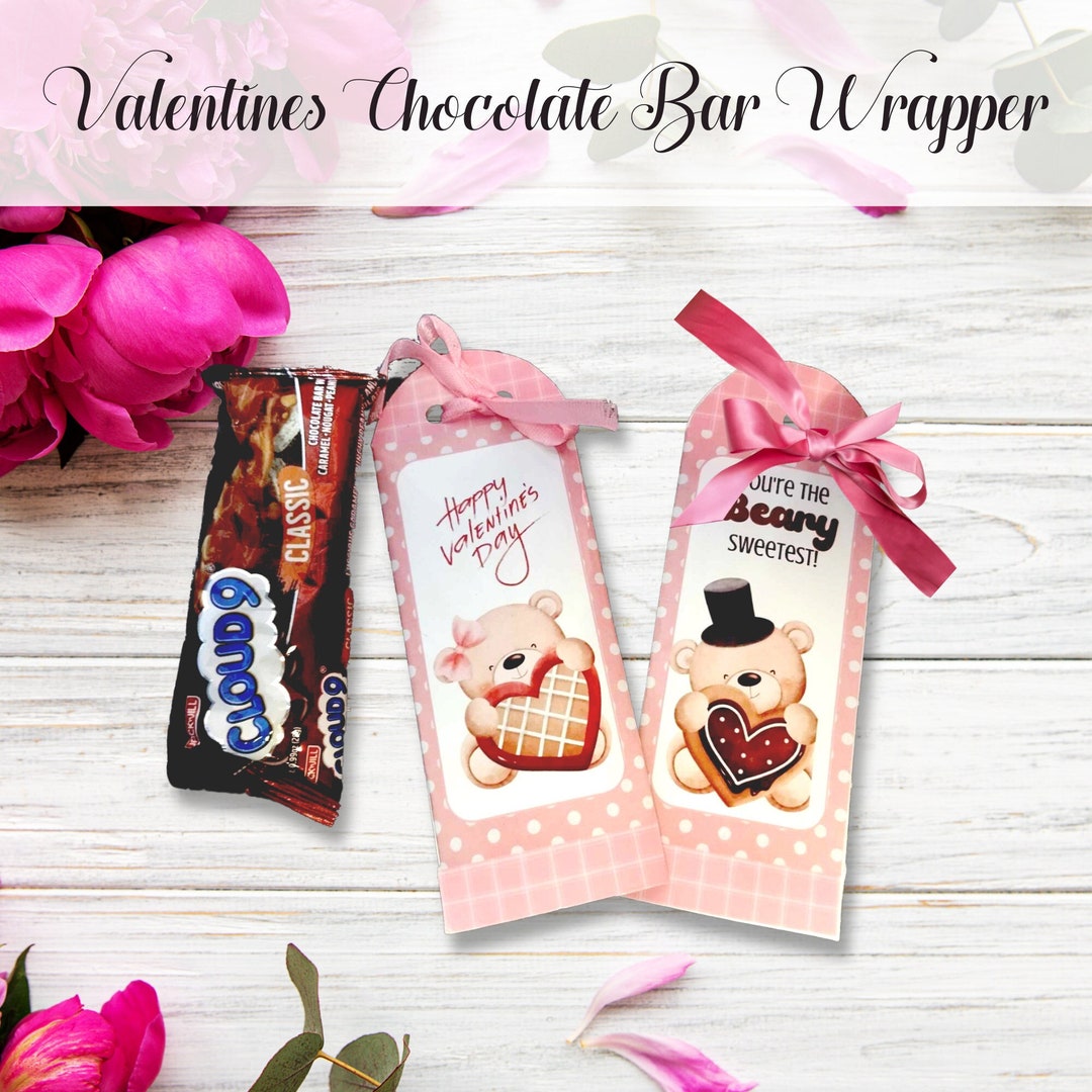 Valentines Day Candy Bar Label Chocolate Wrapper Pun Bears Girl Boy ...