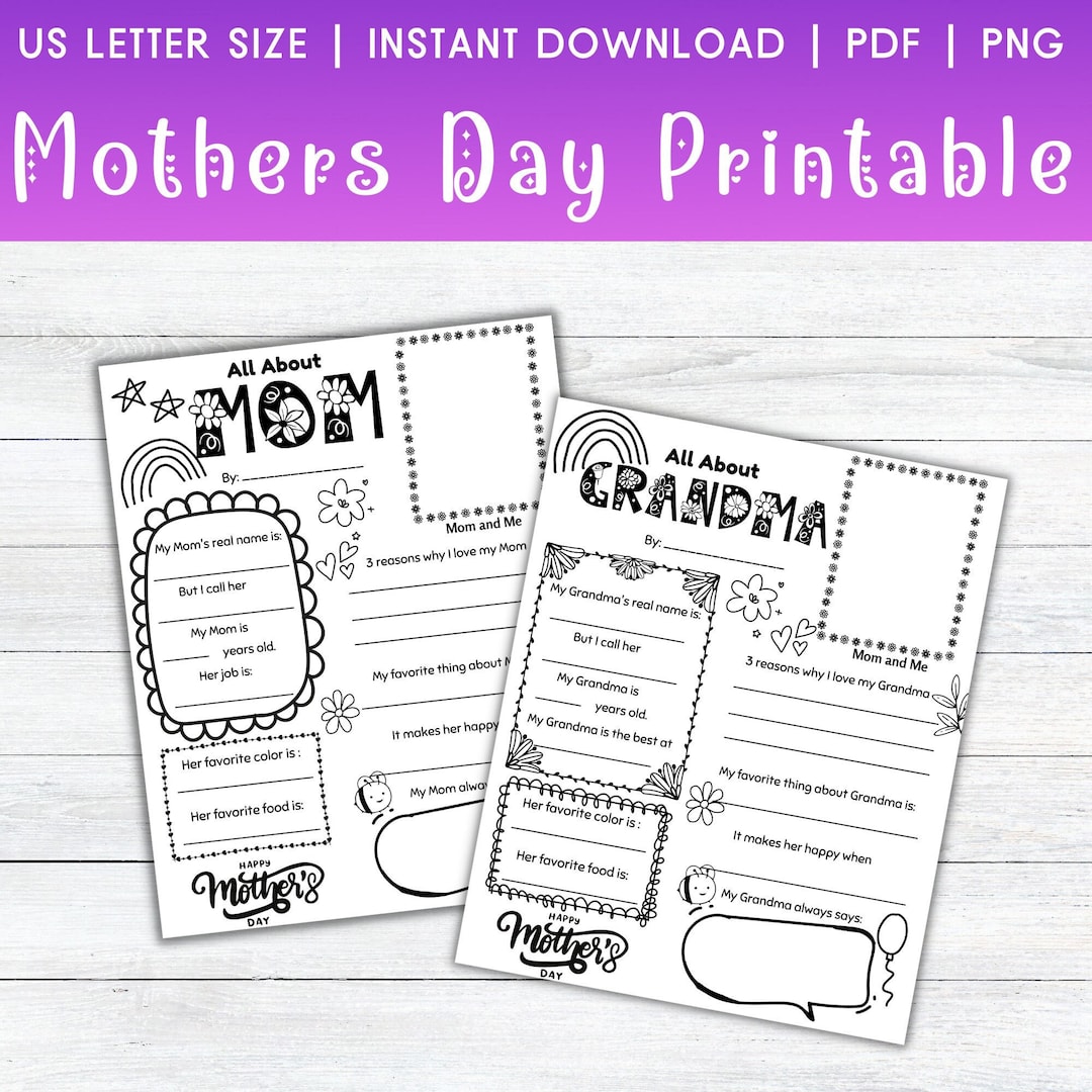 All About Mom Printable Mother’s Day Keepsake All About My Mom Fillable ...