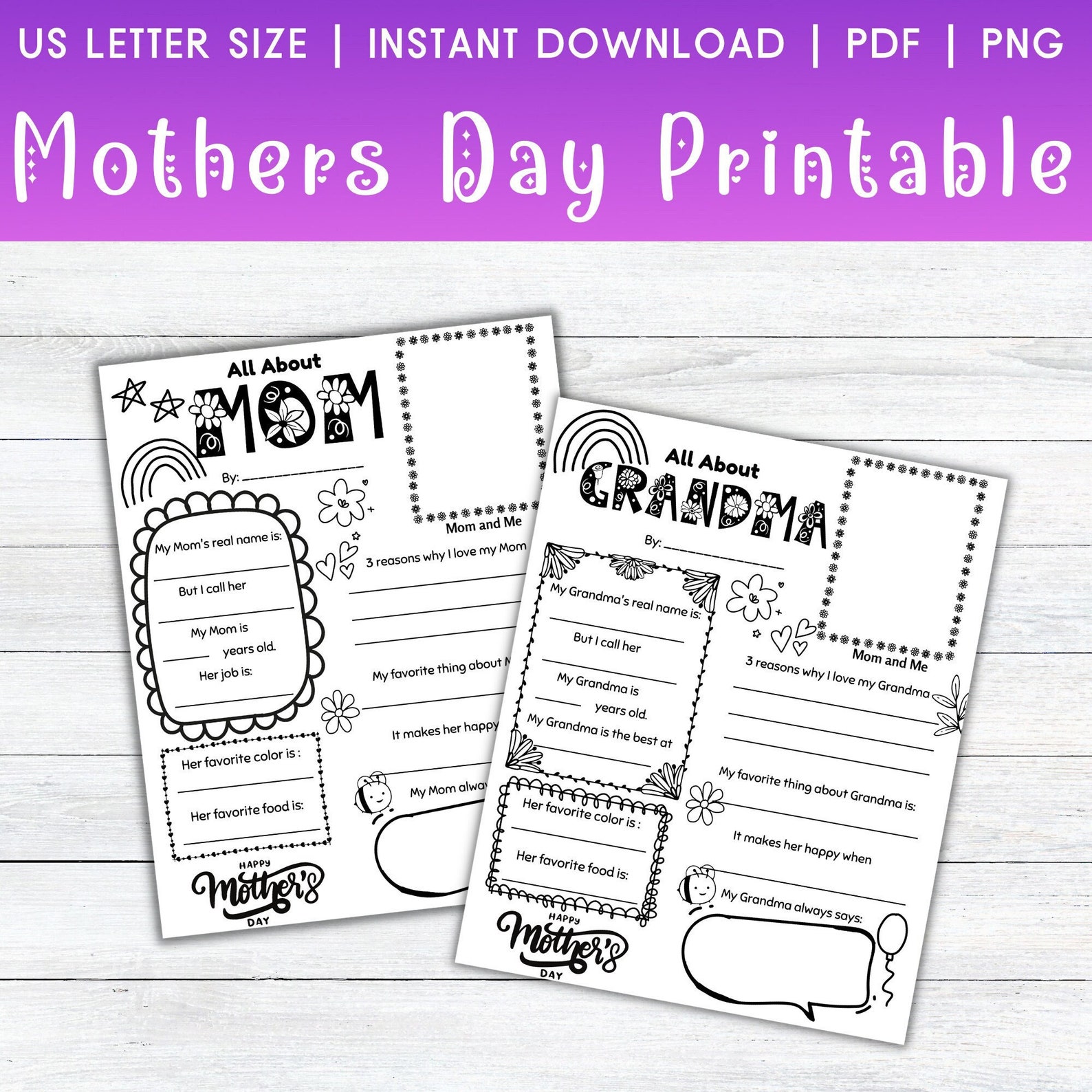 All About Mom Printable Mother’s Day Keepsake All About My Mom Fillable ...