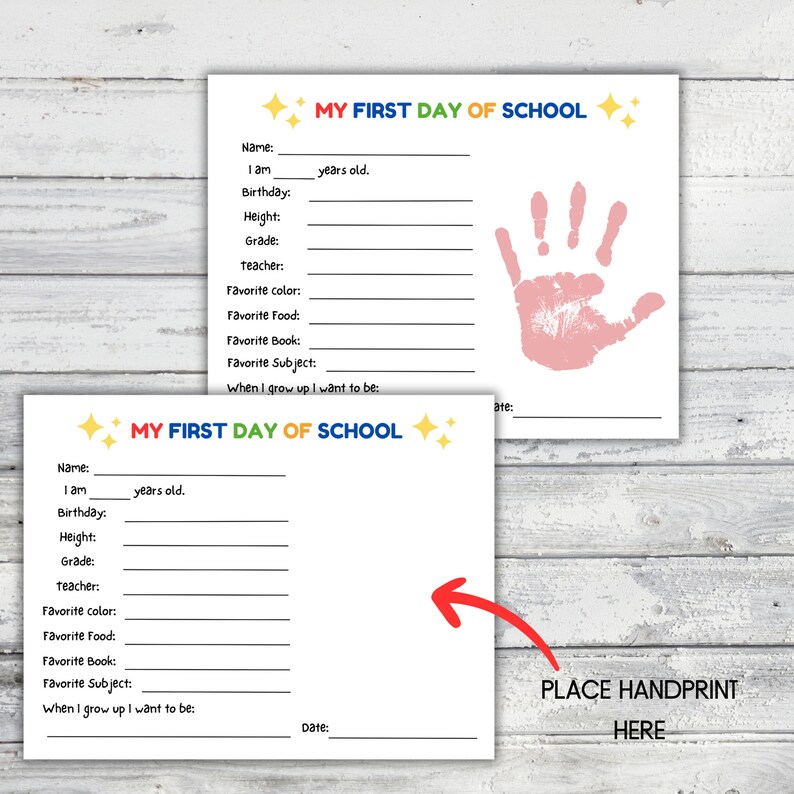 First Day of School Handprint Art All About Me Preschool First Day of ...