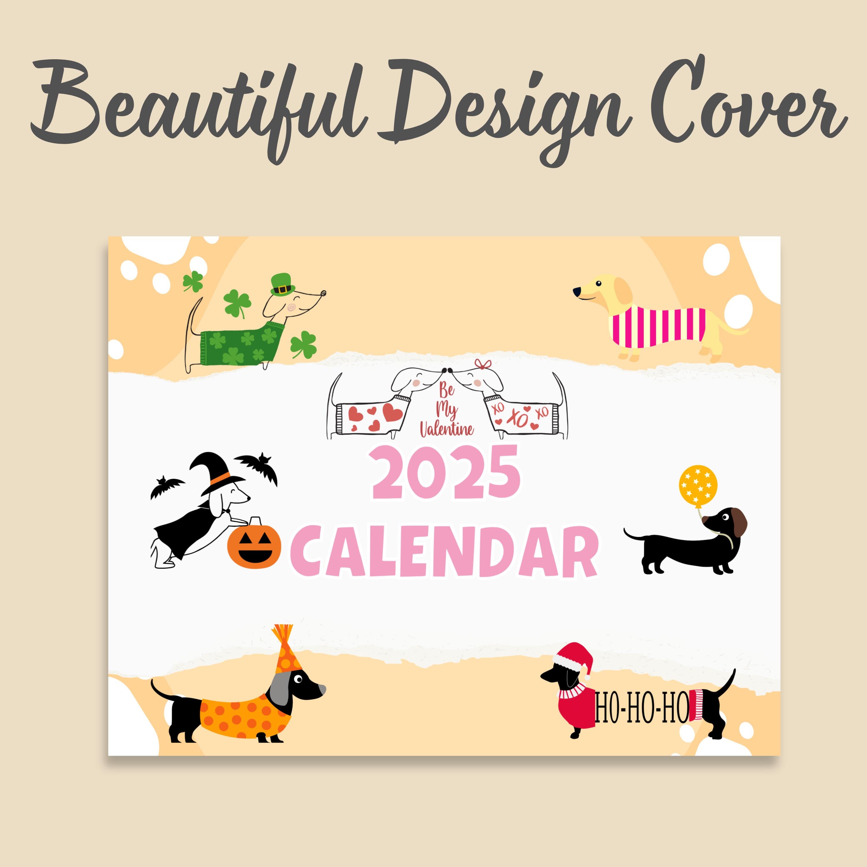 Dog Calendar 2025 Printable Wall Calendar Dachshunds Wiener Dog Long ...
