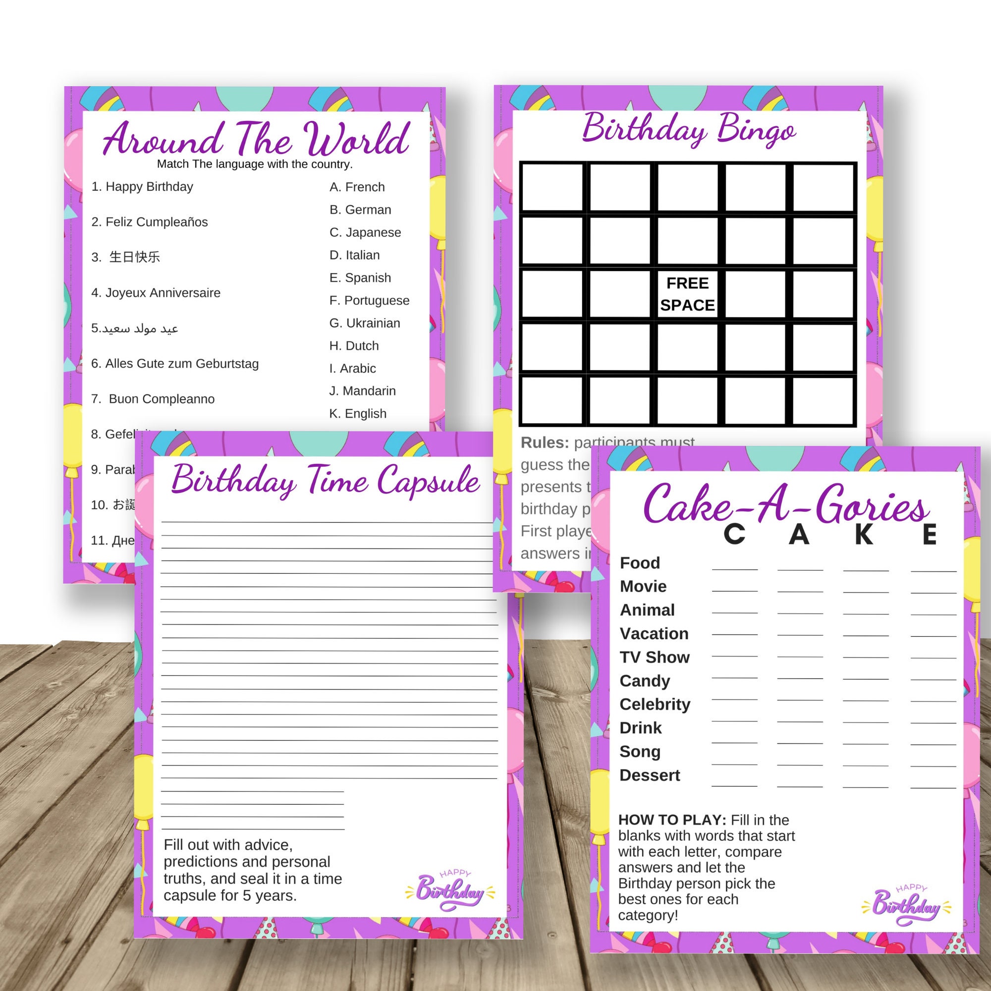 Adult Birthday Games Birthday Printable Bundle Word Scramble Birthday ...