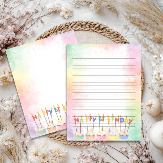 Birthday Printable Lined Stationery