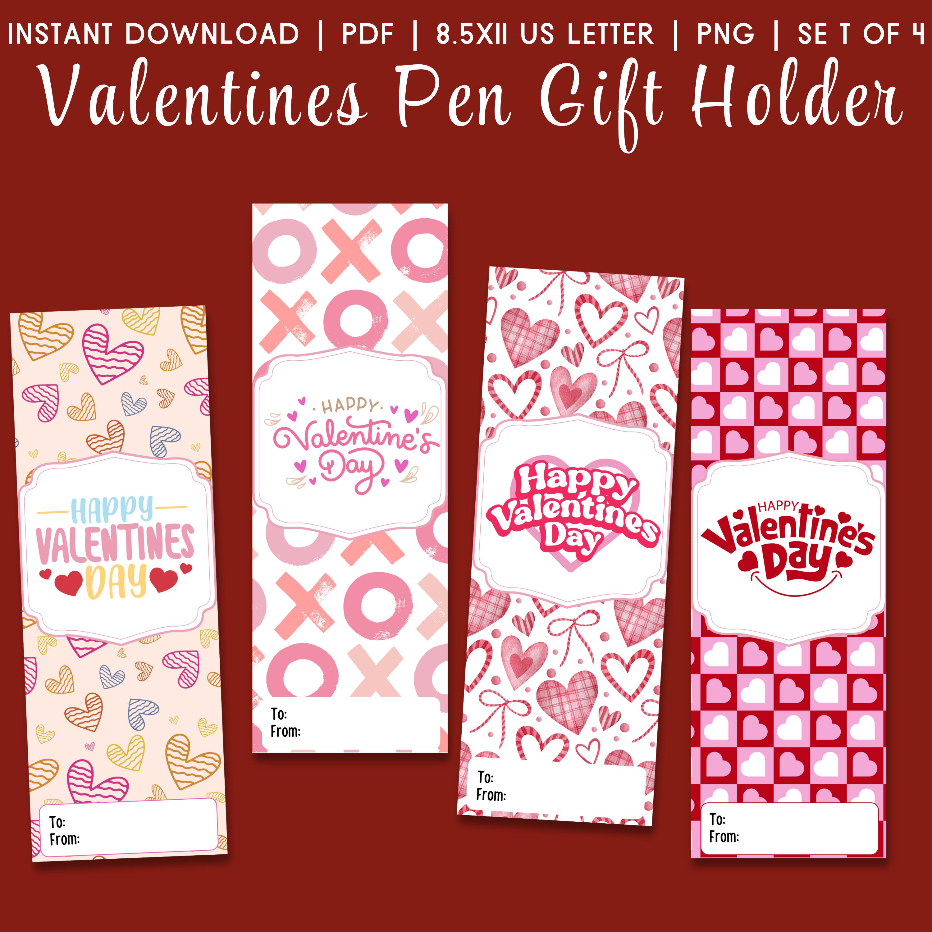Valentines Pen Pencil Gift Holder Set of 4, Parent Treats for Class ...
