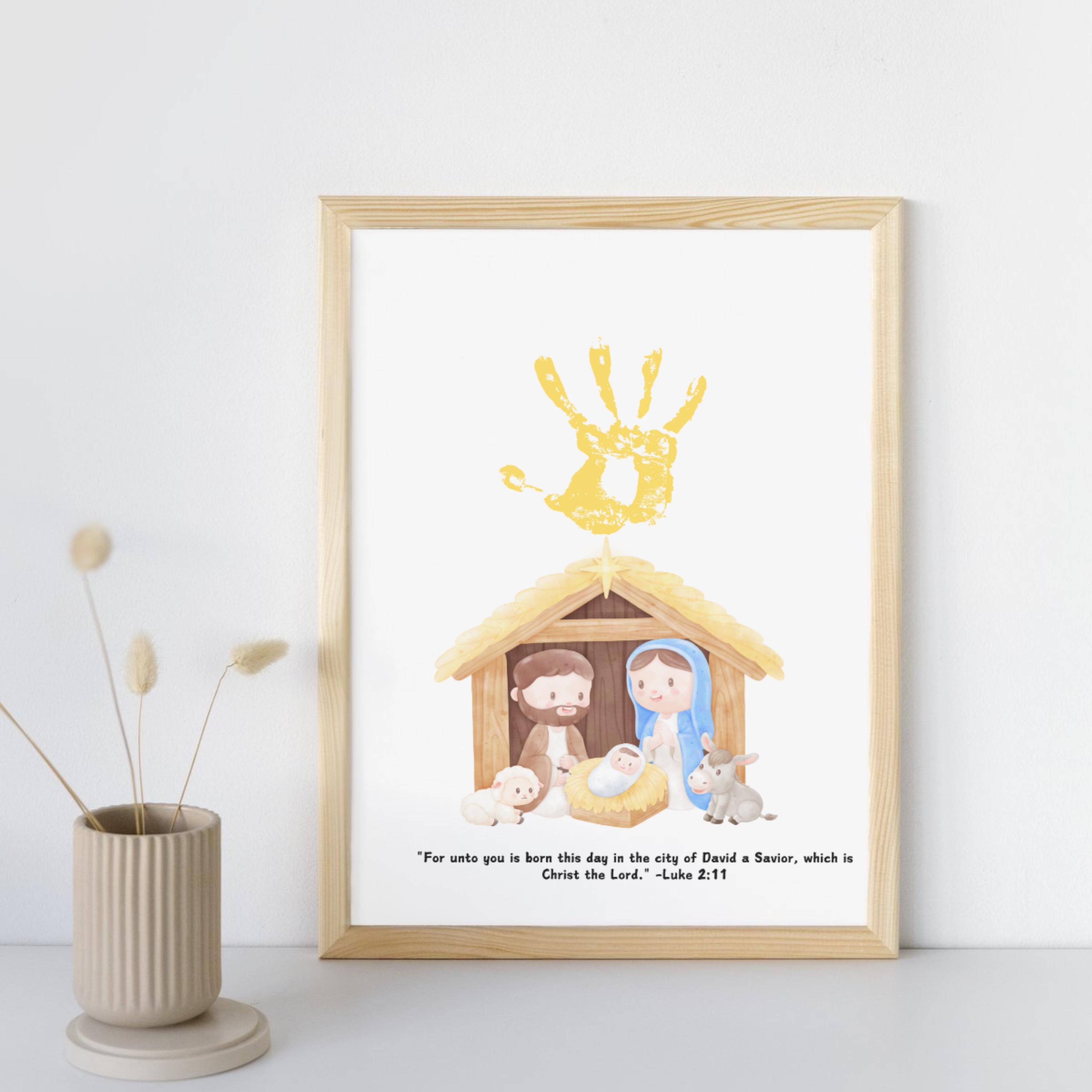 Nativity Handprint Craft Printable Christmas Manger Handprint Art DIY ...